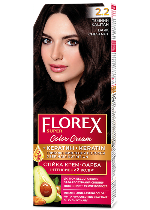 Vopsea pentru par crema FLOREX SUPER №2.2 Castaniu inchis - Avocado ...