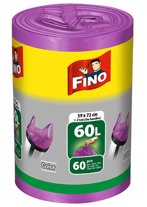 Pungi pentru gunoi FINO 60 L 60 buc cu miner - Avocado Beauty Shop
